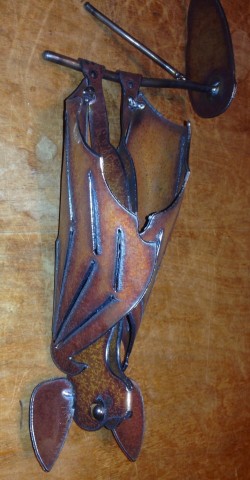 Handcrafted Iron Bat Sculpture