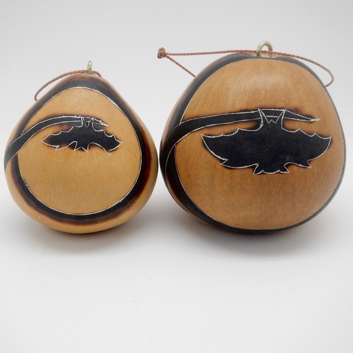 Peruvian Gourd Bat Ornaments (2 Sizes)