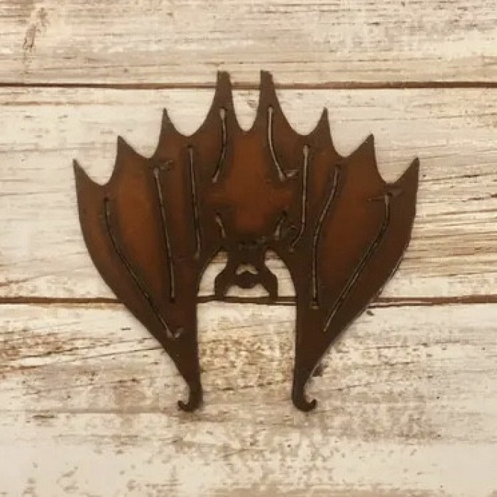 Rustic Metal Hanging Bat Magnet