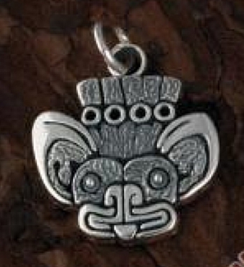 Silver Aztec Bat Design Pendant