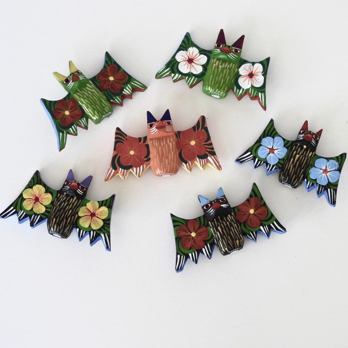Small Oaxacan Carved Bat Figures By Mendez
