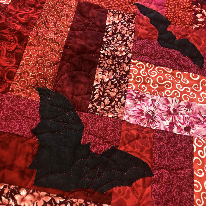 Twilight Emergence Bat Quilt 54 x 63