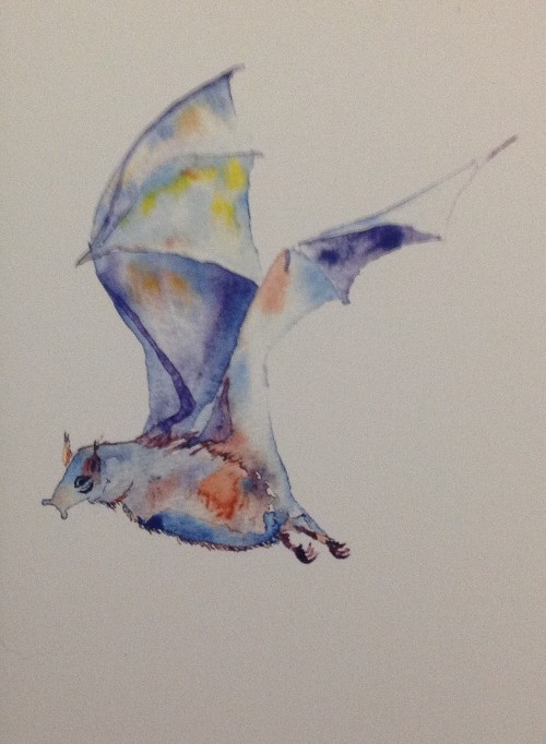 Watercolor Bat Card
